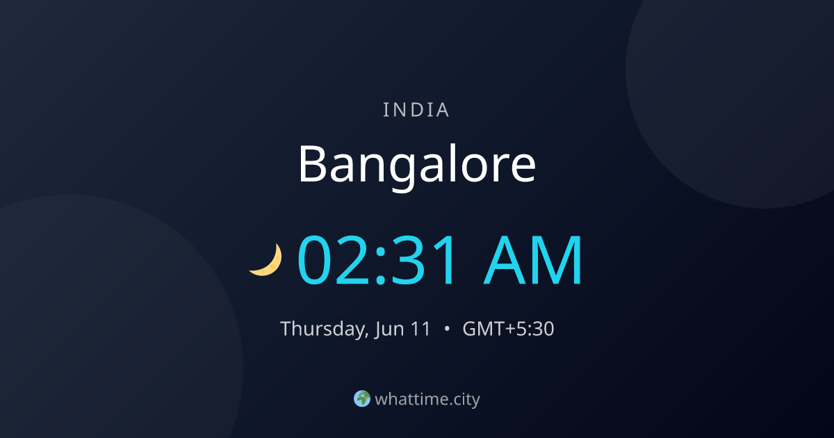 Current Time in Bangalore — IST (UTC+5:30) | whattime.city
